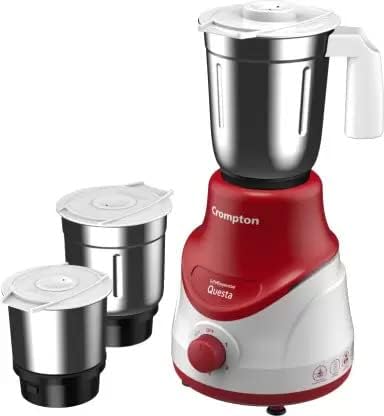 Crompton Questa 500W 3 Jars Mixer Grinder Red White TheElectricOnline