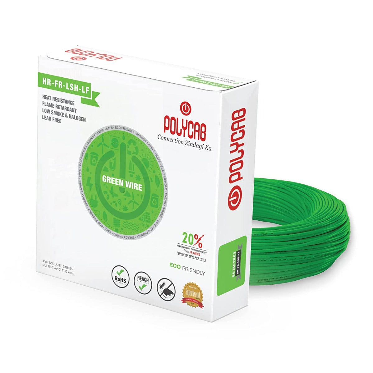 Polycab Maxima Plus Green Wire Copper Cable Electric Wire (GREEN, 90m ...