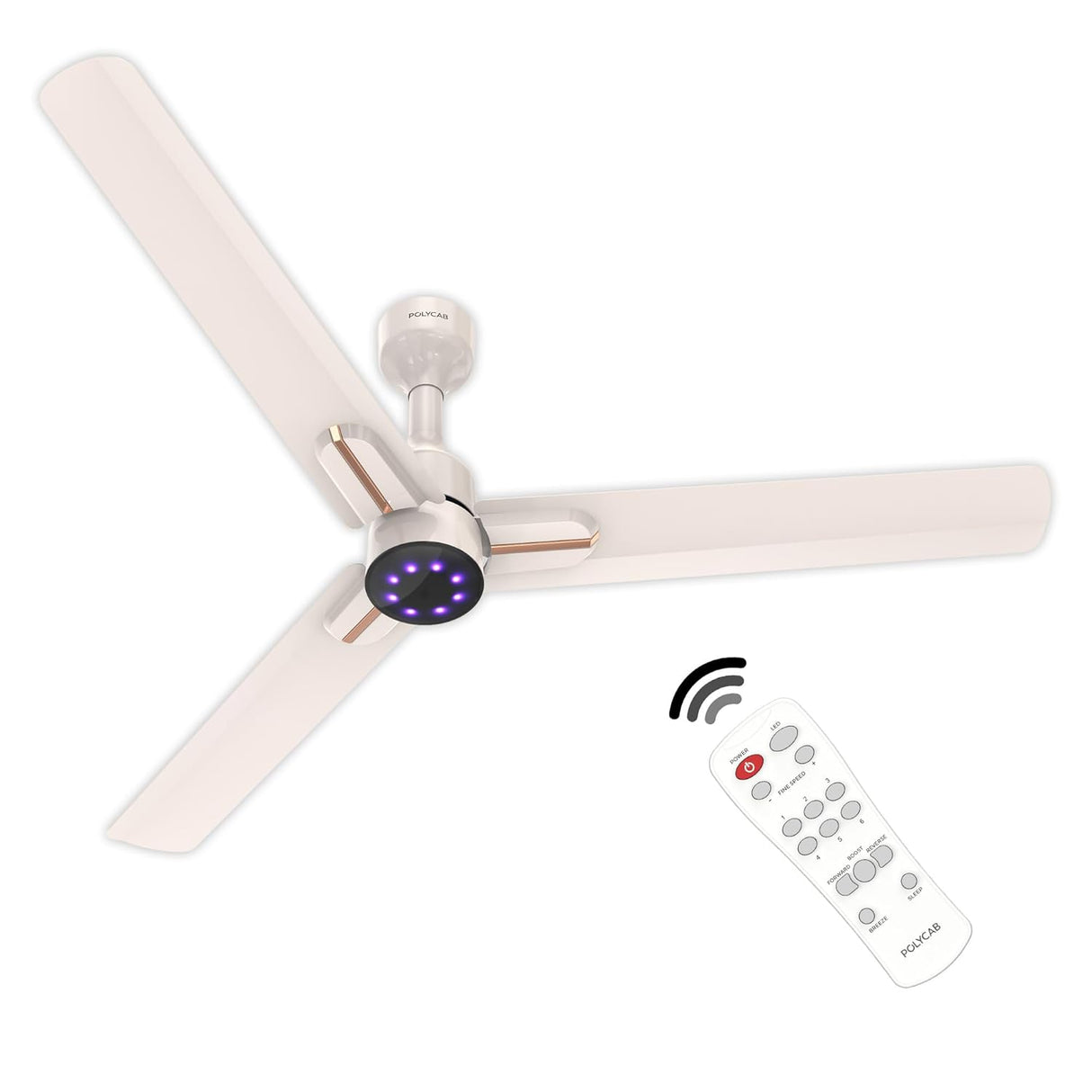 Polycab Wizzy Neo LED 1200mm BLDC Ceiling fan with Remote | 8 Purple L ...