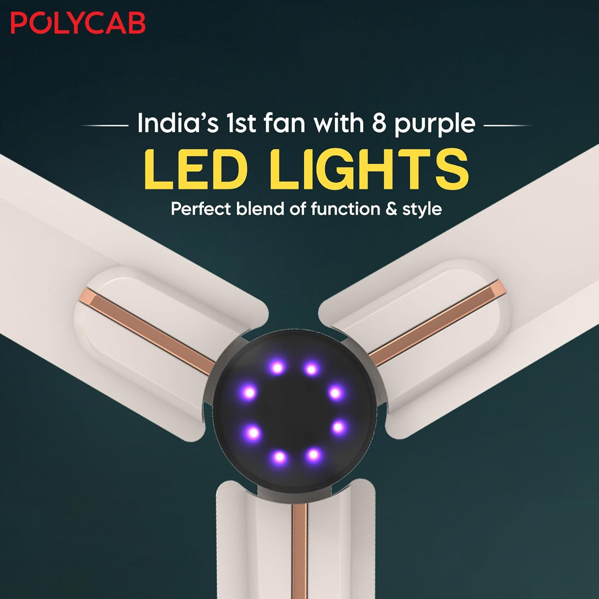 Polycab Wizzy Neo LED 1200mm BLDC Ceiling fan with Remote | 8 Purple L ...