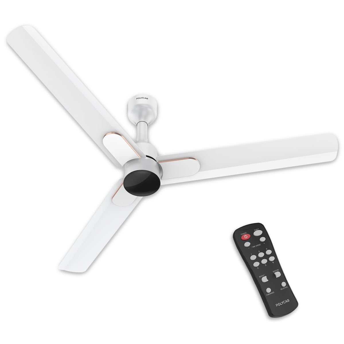 Polycab Wizzy Neo DLX 1200mm BLDC Ceiling Fan with Remote (Snow White ...