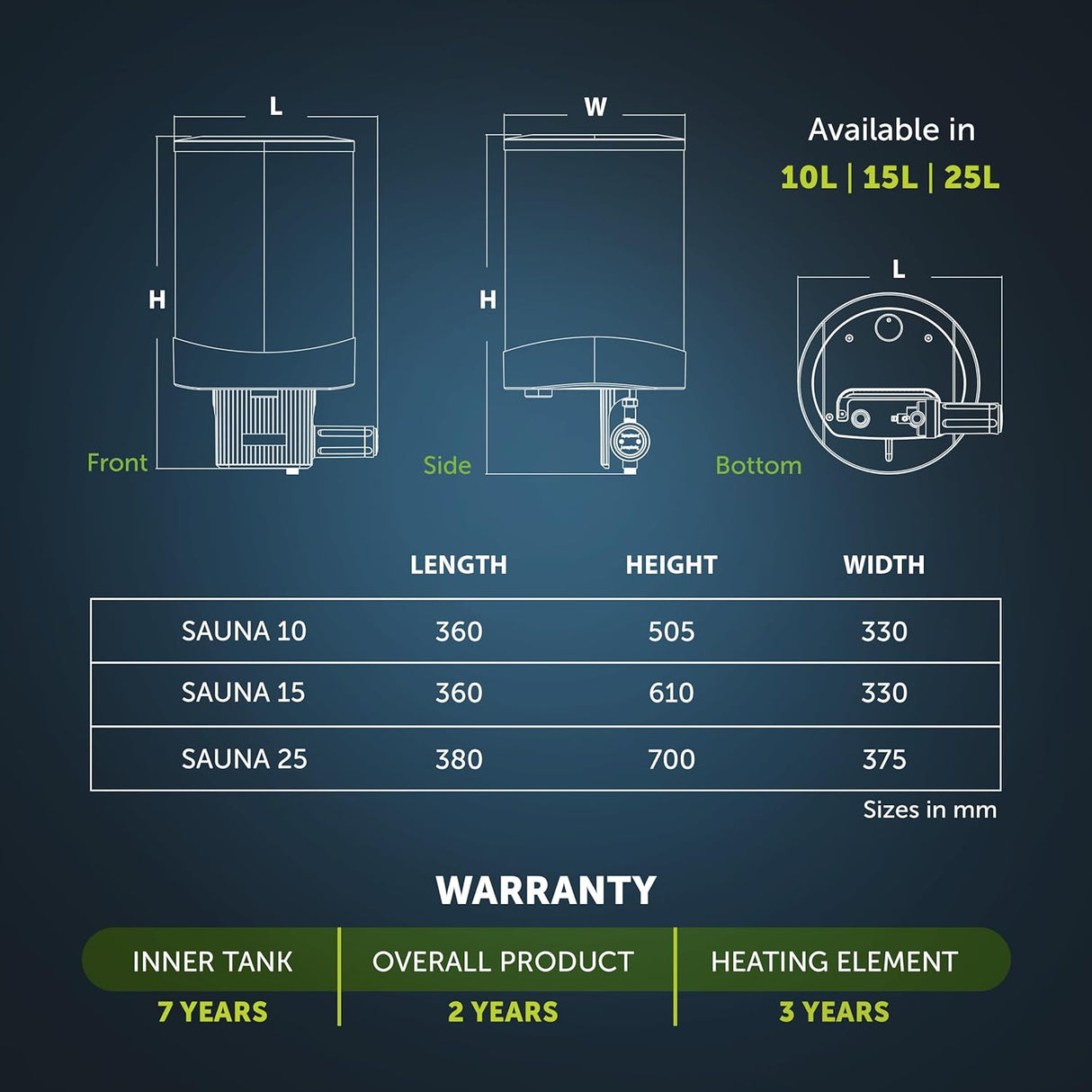 Symphony SAUNA 15 Litre Hair Fall Control Water Heater – TheElectricOnline