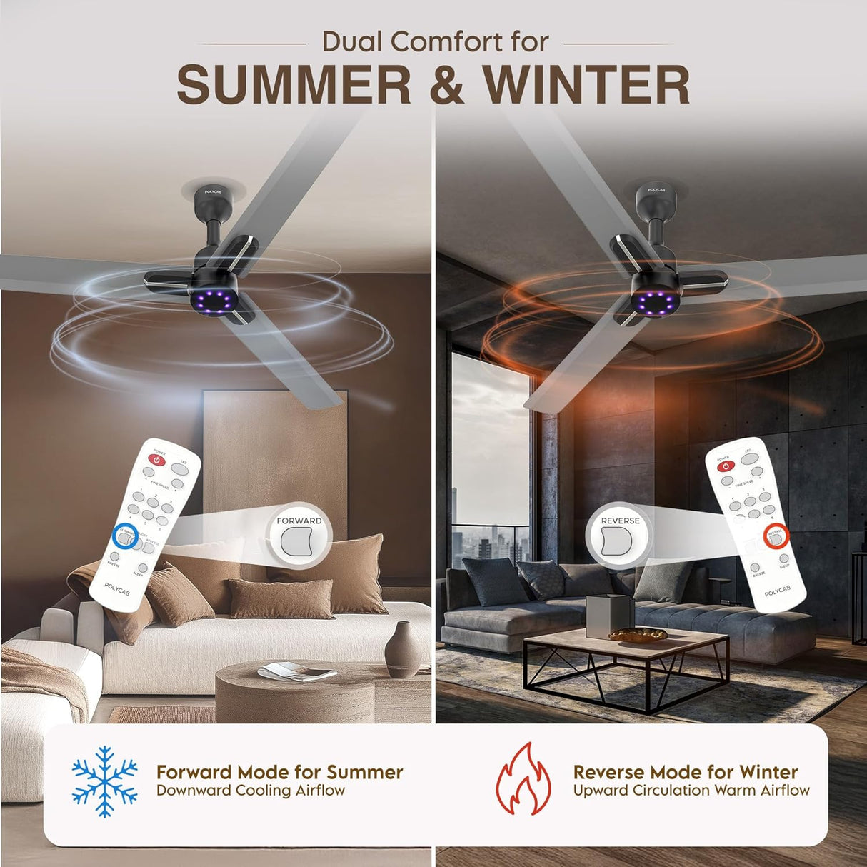 Polycab Wizzy Neo LED 2.0 1200mm BLDC Ceiling Fan with Remote (Classic ...